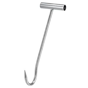 uxcell t-handle meat boning hook, galvanized curved t hooks for kitchen butcher shop restaurant 12"(300mm)