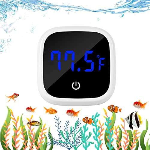 Digital Fish Tank Thermometer Stick on LED Thermometer for Aquarium Glass Containers Reptile Tank Thermometer with HD Backlit Screen, Energy-Saving & Accurate Temperature Senor