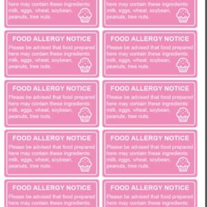 1x2 inch 500PCS Food Allergy Stickers Waterproof Stickers Without Residue for Food, Kitchen