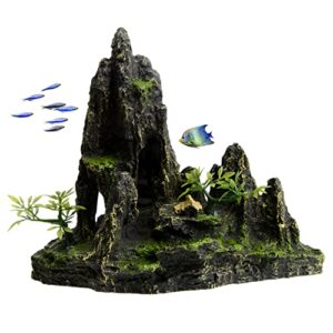 saim aquarium mountain view stone ornament,large aquarium ornament tree rock cave landscape fish tank decoration