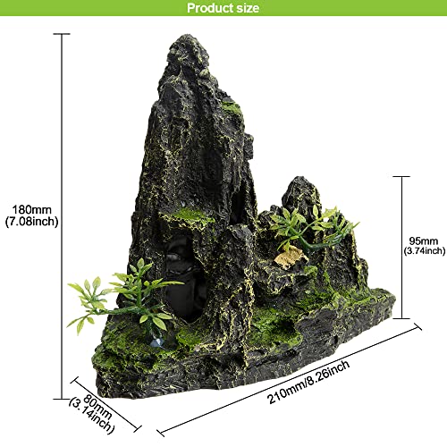 Saim Aquarium Mountain View Stone Ornament,Large Aquarium Ornament Tree Rock Cave Landscape Fish Tank Decoration