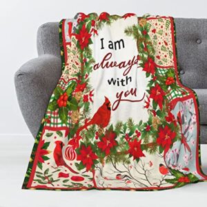 UHANKRU Cardinal Throw Blanket, Cardinal Gifts for Women, Red Cardinal Bird Blankets and Throws, Cardinal Christmas Blanket 60"x50"