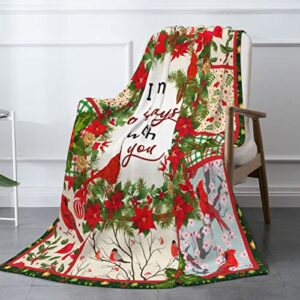 UHANKRU Cardinal Throw Blanket, Cardinal Gifts for Women, Red Cardinal Bird Blankets and Throws, Cardinal Christmas Blanket 60"x50"