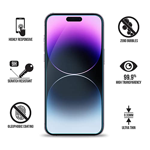 Focuses iPhone 14 Pro Blue Light Screen Protector iPhone 14 Pro Anti Blue Light Screen Protector 6.1inch.Anti Blue Light Tempered Glass Film for iPhone 14 Pro 3-Pack