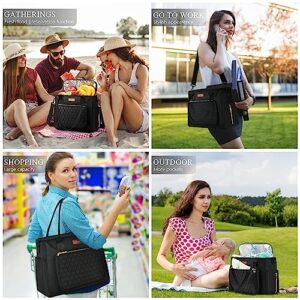 LOKASS Lunch Box - Lunch Bag Women Insulated Lunch Box for Women Teacher Nurse Tote Bag for Work Picnic or Travel Removable Shoulder Strap Side Pocket - Black