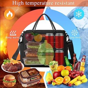 LOKASS Lunch Box - Lunch Bag Women Insulated Lunch Box for Women Teacher Nurse Tote Bag for Work Picnic or Travel Removable Shoulder Strap Side Pocket - Black