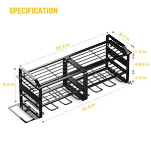 Power Tool Organizer Wall Mounted, 6 Tool Drill Holders with 4 Hangers, Power Tool Rack, Tool Organizer and Storage, Garage Heavy Duty Metal Tool Shelf for Power Tools, Gift for Father