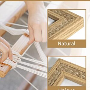 SUMGAR Boho Rattan Picture Frames 5X7 Hemp Rope - Rustic Farmhouse Style Wooden Oak Beige Photo Frames with Glass for Wall Mount and Tabletop Display - Perfect for Family, Friends, Graduation Gifts Set of 2