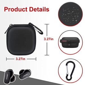 Canboc Hard Case for New Bose QuietComfort Earbuds II Noise Cancelling in-Ear Wireless Bluetooth Headphones, Mesh Bag fits USB-C Charging Cable, Ear Tips, Black