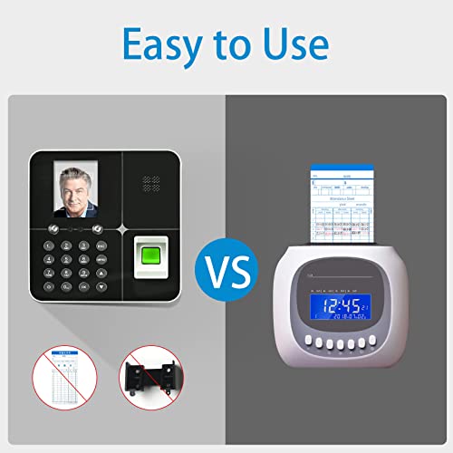 GELTTULU Fingerprint Time Clocks for Employees, 4 in 1 Attendance Machine with Fingerprint, Face, RFID and Password for Business and Office, 2.4 inch TFT LCD Scree