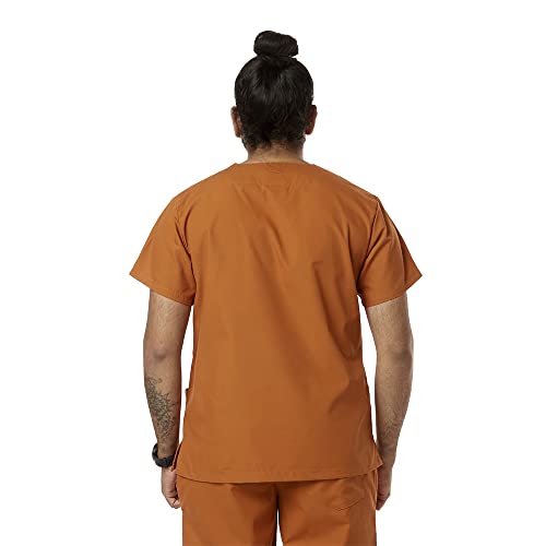 SPECTRUM UNIFORMS Scrub Tops Medical Tunic Tops Unisex V-Neck Yoga Ideal for Medical Professionals, Hospital and Lab Workwear Veterinary, Three Pocket, Licensed Collegiate Scrubs-222C Burnt Orange