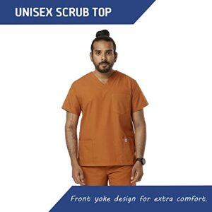 SPECTRUM UNIFORMS Scrub Tops Medical Tunic Tops Unisex V-Neck Yoga Ideal for Medical Professionals, Hospital and Lab Workwear Veterinary, Three Pocket, Licensed Collegiate Scrubs-222C Burnt Orange