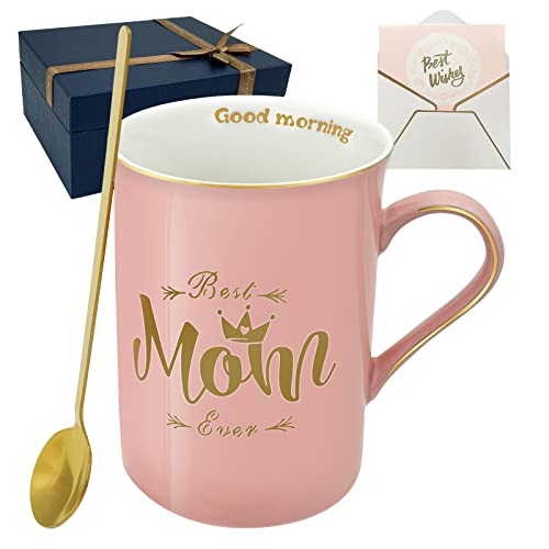 Gifts for Mom, EJTILAI Mom Gifts Birthday Gifts for Mom from Daughter Son, Mothers Day Christmas Day Gifts for Mom, 12 Oz Coffee Mug with Exquisite Box Packing Spoon, cup lids and greeting cards