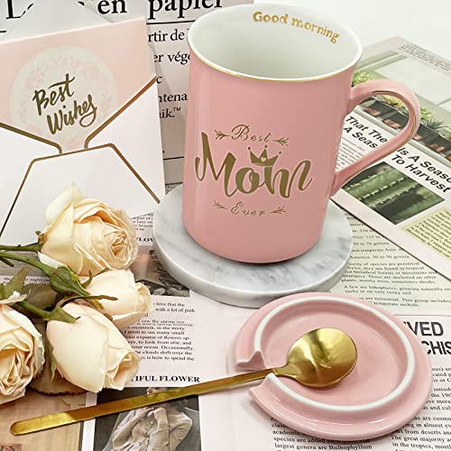 Gifts for Mom, EJTILAI Mom Gifts Birthday Gifts for Mom from Daughter Son, Mothers Day Christmas Day Gifts for Mom, 12 Oz Coffee Mug with Exquisite Box Packing Spoon, cup lids and greeting cards