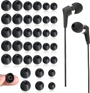 36 pieces earbuds silicone replacement earbuds earphone buds replacement noise isolation cover earphones rubber buds noise cancelling earphones earbud covers earphone buds replacement, 3 sizes (black)