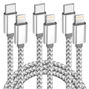 usb c to lightning cable 3pack 6 ft apple mfi certified iphone fast charger type c to lightning cable nylon braided iphone cord for iphone 13 12 11 pro max xr xs 8 7 6 plus and more