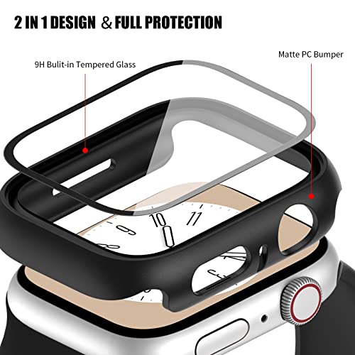 Commuter Apple Watch SE (2nd Gen)/SE/6/5/4 Screen Protector 40mm, [3 Pack] Hard PC Ultra-Thin Cover Built-in Tempered Glass Film for Apple Watch SE 2/SE/6/5/4 40mm, Black/Clear/Starlight