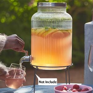 Mapeoes 1.5 Gallon Glass Beverage Drink Dispenser with 304 Stainless Steel Spigot and Lid, Temperature Sticker for Brew Kombucha Wine,Large Mason jar Container for Juice Water at Party Fridge,Clear