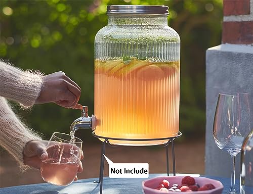 Mapeoes 1.5 Gallon Glass Beverage Drink Dispenser with 304 Stainless Steel Spigot and Lid, Temperature Sticker for Brew Kombucha Wine,Large Mason jar Container for Juice Water at Party Fridge,Clear