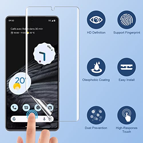 LK 2 Pack for Google Pixel 7 Pro Screen Protector 6.7-inch + 2 Pack Lens Protector with Positioning Tool, Self-Healing TPU Film, Touch Sensitive, HD Ultra-Thin