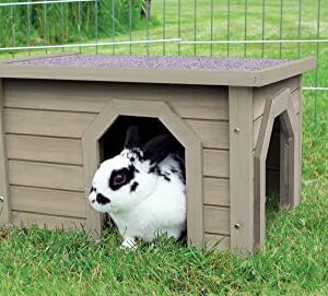 TRIXIE Natura Small Animal House, Rabbit Hideout, Playpen House, Shelter for Rabbits, Bunnies, Guinea Pigs, and Chinchillas, Gray-Green