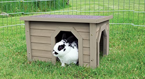 TRIXIE Natura Small Animal House, Rabbit Hideout, Playpen House, Shelter for Rabbits, Bunnies, Guinea Pigs, and Chinchillas, Gray-Green