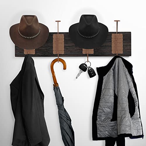 A.J. Boone Cowboy Hat Holder– Set of 2 Decorative, Wall-Mounted Hat Hooks – Heavy-Duty, Handcrafted, Iron Cowboy Hat Rack and Coat Rack for Storage and Display – Rustic Western and Farmhouse Décor