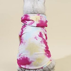 QWINEE Tie Dye Dog Hoodie Dog Sweatshirt Cat Shirt Apparel Dog Clothes for Puppy Kitten Cat Small Dogs Pink and Blue X-Small