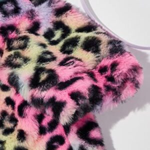 QWINEE Dog Coat Dog Hoodie Tie Dye Warm Winter Coat Sweatshirt Dog Clothes for Cat Puppy Small Medium Dog Leopard M