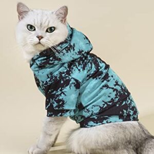 QWINEE Tie Dye Dog Hoodie Dog Sweatshirt Cat Shirt Apparel Dog Clothes for Puppy Kitten Cat Small Dogs Green XX-Small