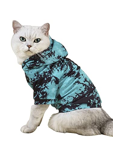 QWINEE Tie Dye Dog Hoodie Dog Sweatshirt Cat Shirt Apparel Dog Clothes for Puppy Kitten Cat Small Dogs Green XX-Small