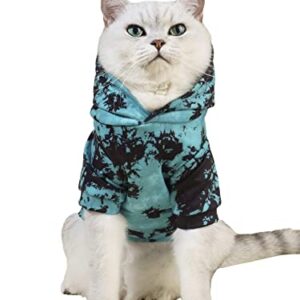 QWINEE Tie Dye Dog Hoodie Dog Sweatshirt Cat Shirt Apparel Dog Clothes for Puppy Kitten Cat Small Dogs Green XX-Small