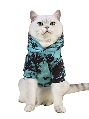 QWINEE Tie Dye Dog Hoodie Dog Sweatshirt Cat Shirt Apparel Dog Clothes for Puppy Kitten Cat Small Dogs Green XX-Small