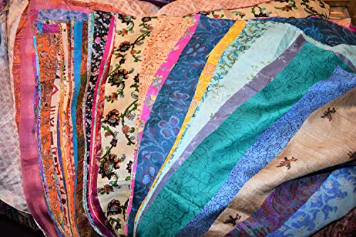 40 Qty 12"X12" Lot 100% Pure Silk Print Vintage Sari Fabric remnants Scrap Bundle Precut Fabric Squares for Craft Patchwork