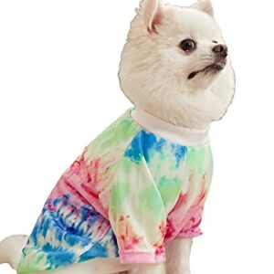 QWINEE Tie Dye Dog T Shirt Vest Dog Apparel Cat Clothes for Puppy Kitten Small Medium Large Dogs Multicolor Small