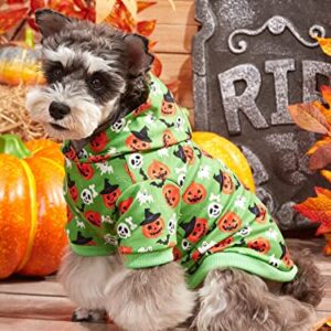 QWINEE Halloween Dog Hoodie Dog Costume Sweatshirt Pumpkin Bat Print Dog Clothes for Puppy Kitten Cat Small Dogs Green Large