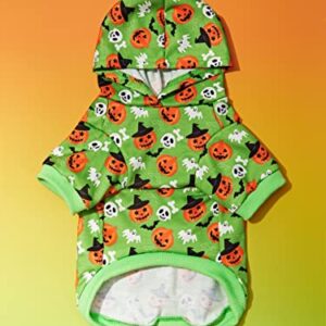 QWINEE Halloween Dog Hoodie Dog Costume Sweatshirt Pumpkin Bat Print Dog Clothes for Puppy Kitten Cat Small Dogs Green Large