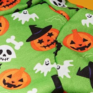 QWINEE Halloween Dog Hoodie Dog Costume Sweatshirt Pumpkin Bat Print Dog Clothes for Puppy Kitten Cat Small Dogs Green Large