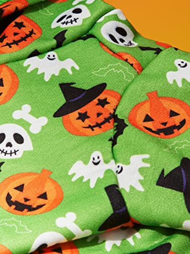 QWINEE Halloween Dog Hoodie Dog Costume Sweatshirt Pumpkin Bat Print Dog Clothes for Puppy Kitten Cat Small Dogs Green Large