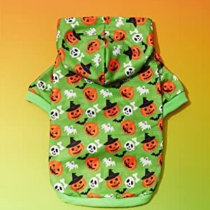 QWINEE Halloween Dog Hoodie Dog Costume Sweatshirt Pumpkin Bat Print Dog Clothes for Puppy Kitten Cat Small Dogs Green Large