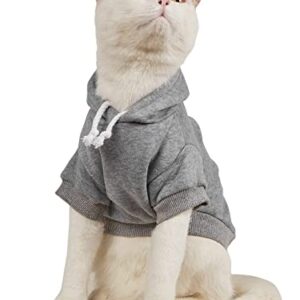 QWINEE Basic Dog Hoodie, Dog Warm Jacket, Cat Apparel, Dog Shirt, Dog Clothes for Puppy Kitten Small Medium Dogs Cats Light Grey X-Large