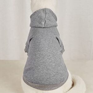 QWINEE Basic Dog Hoodie, Dog Warm Jacket, Cat Apparel, Dog Shirt, Dog Clothes for Puppy Kitten Small Medium Dogs Cats Light Grey X-Large