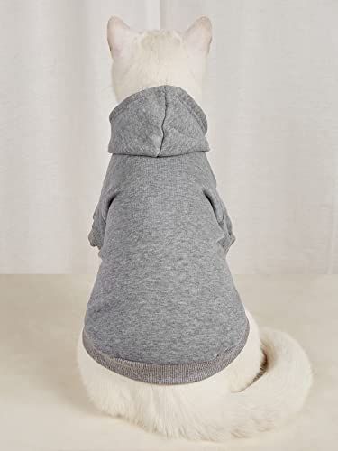 QWINEE Basic Dog Hoodie, Dog Warm Jacket, Cat Apparel, Dog Shirt, Dog Clothes for Puppy Kitten Small Medium Dogs Cats Light Grey X-Large