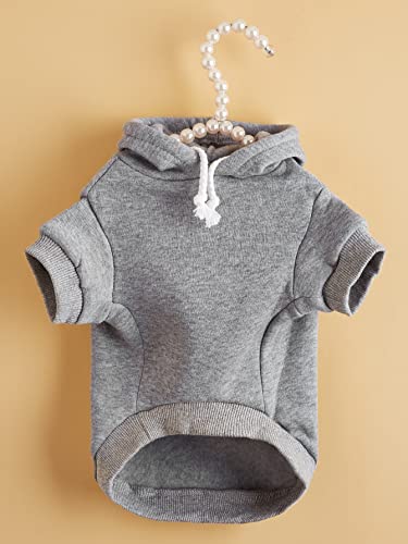 QWINEE Basic Dog Hoodie, Dog Warm Jacket, Cat Apparel, Dog Shirt, Dog Clothes for Puppy Kitten Small Medium Dogs Cats Light Grey X-Large