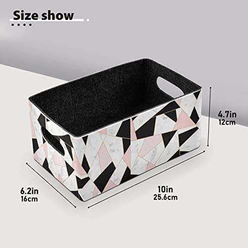 Oyihfvs Mosaic Rose Pink Gold Black White Marble Luxury Texture 2 PCs Collapsible Storage Bins Baskets, Foldable Felt Fabric Organizer Cube Boxes Storage Bags for Shelves Closet Home Decor