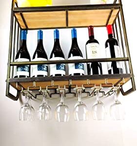 GXIONGMY (2 Tier - 23.6in) Industrial Wine Rack Wall Mounted, Easy to Install, Hanging Wine Rack, 100% Pine Solid Wood, Galvanized Steel