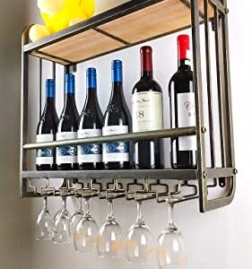 GXIONGMY (2 Tier - 23.6in) Industrial Wine Rack Wall Mounted, Easy to Install, Hanging Wine Rack, 100% Pine Solid Wood, Galvanized Steel