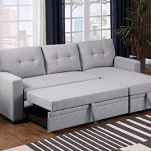 Devion Furniture Russ Sectional Sleeper Sofa Bed, Light Gray