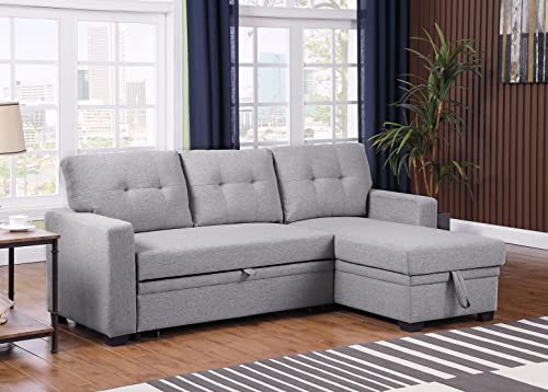 Devion Furniture Russ Sectional Sleeper Sofa Bed, Light Gray