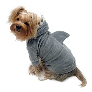 klippo dog/puppy ultra soft shark hoodie with fin & teeth - shirt/top/hoodie/costume/shark (x-small)